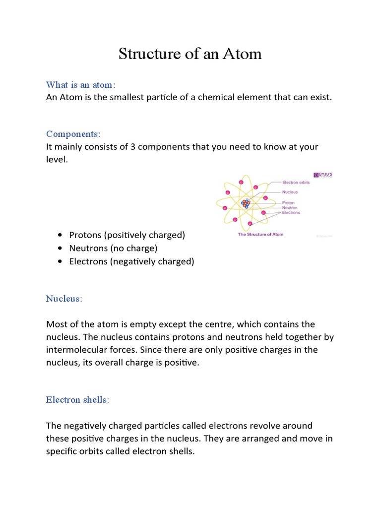 Structure of The Atom Notes | PDF