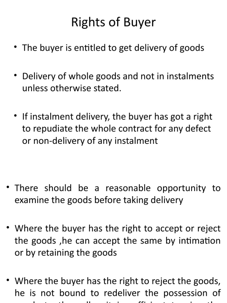 Rights of Buyer and Seller | PDF | Contract Law | Legal Concepts