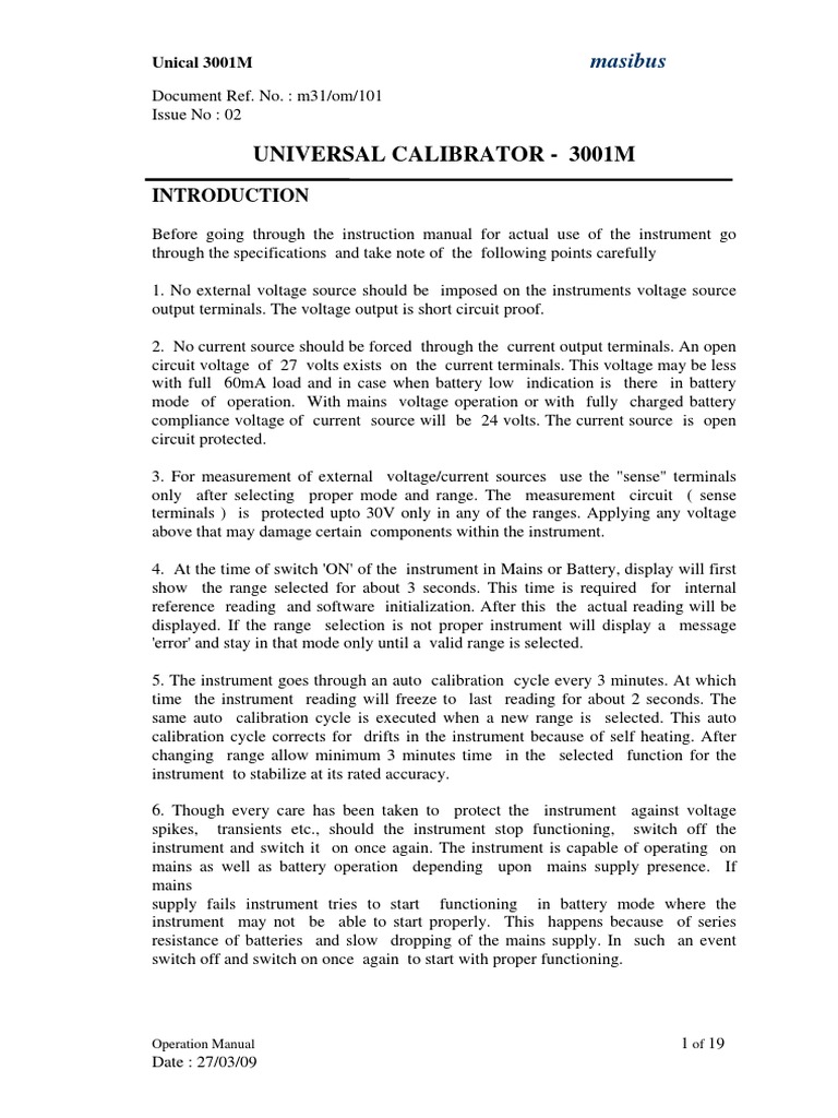 Universal Calibrator 3001m PDF | PDF | Thermocouple | Calibration