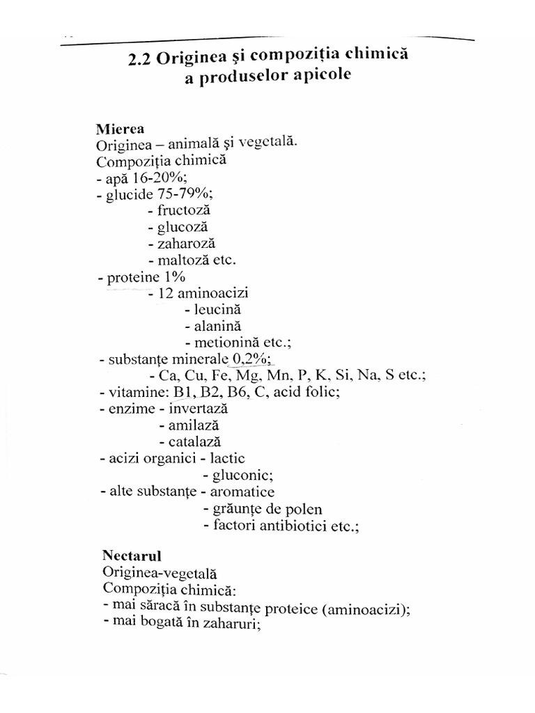 Compozitia Chimica A Produselor Apicole | PDF