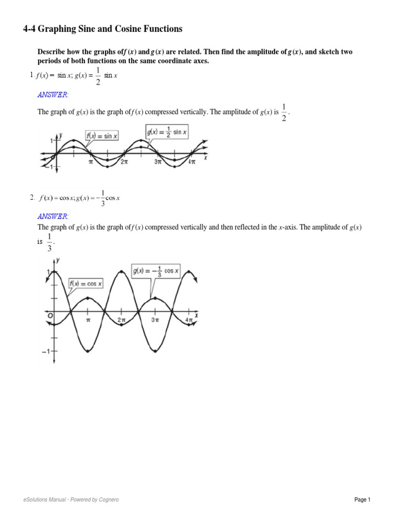 4-4 Graphing Sine and Cosine Functions: Esolutions Manual - Powered by ...