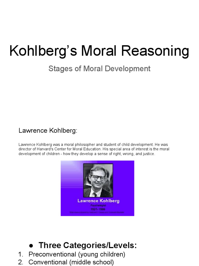 Kohlberg's Moral Reasoning Lecture 1 | PDF | Philosophical Theories ...