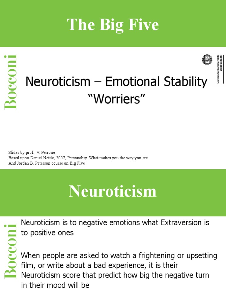 The Big Five: Neuroticism - Emotional Stability "Worriers" | PDF ...