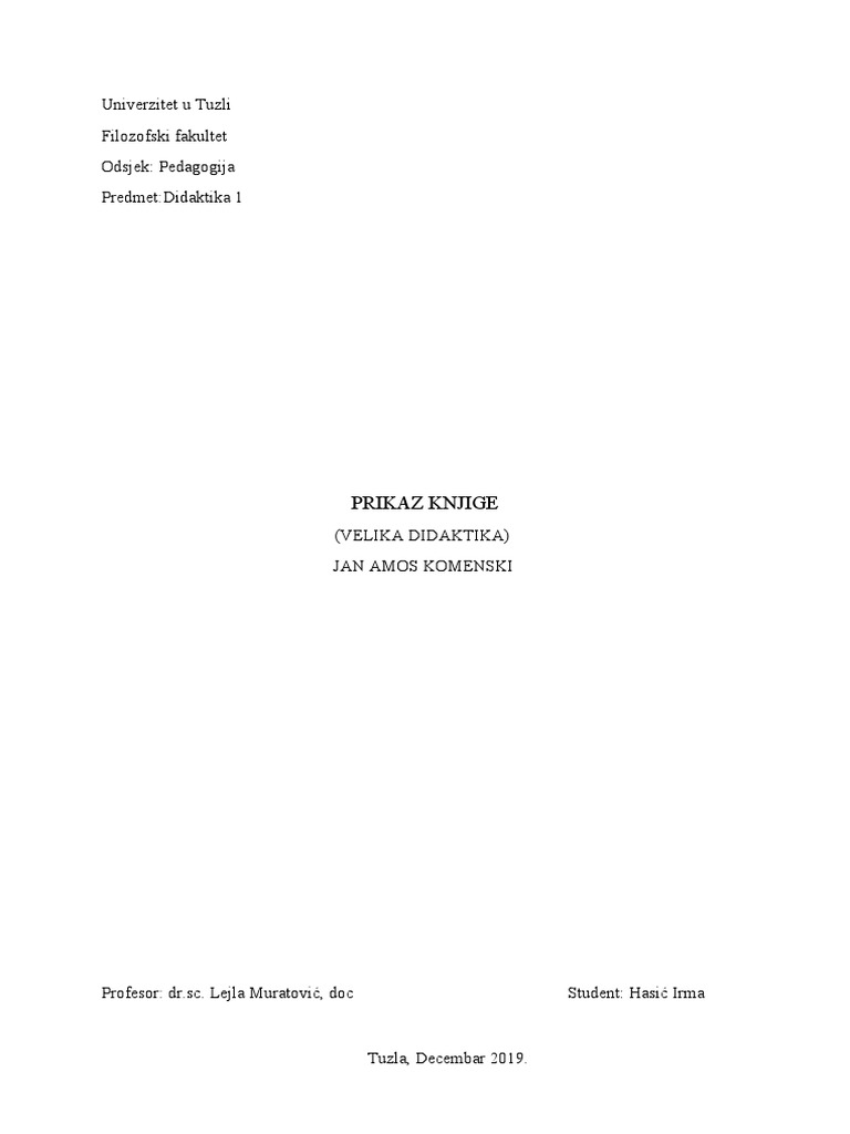 Velika Didaktika Irma Hasic | PDF