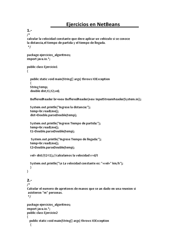 Ejercicios de NetBeans - Java - Io 1 | PDF | Celsius | Geometría Elemental