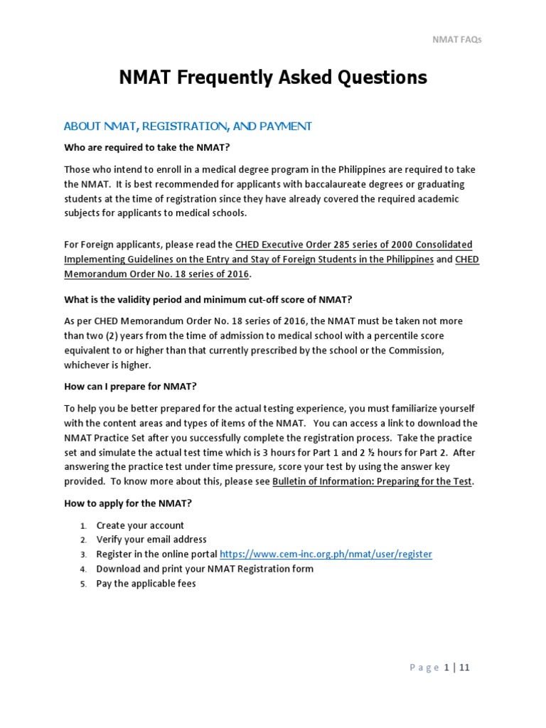 NMAT Registration and FAQs Guide | PDF | Credit Card | Payments
