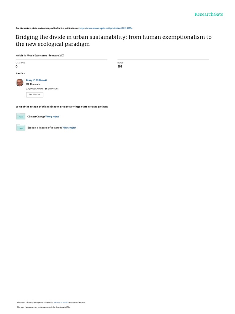 Bridging Human Exemptionalism and Ecology | PDF | Sociology ...
