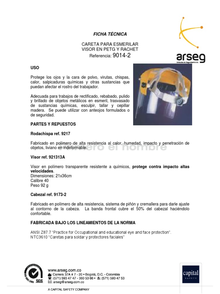 Careta de Esmerilar Arseg | PDF