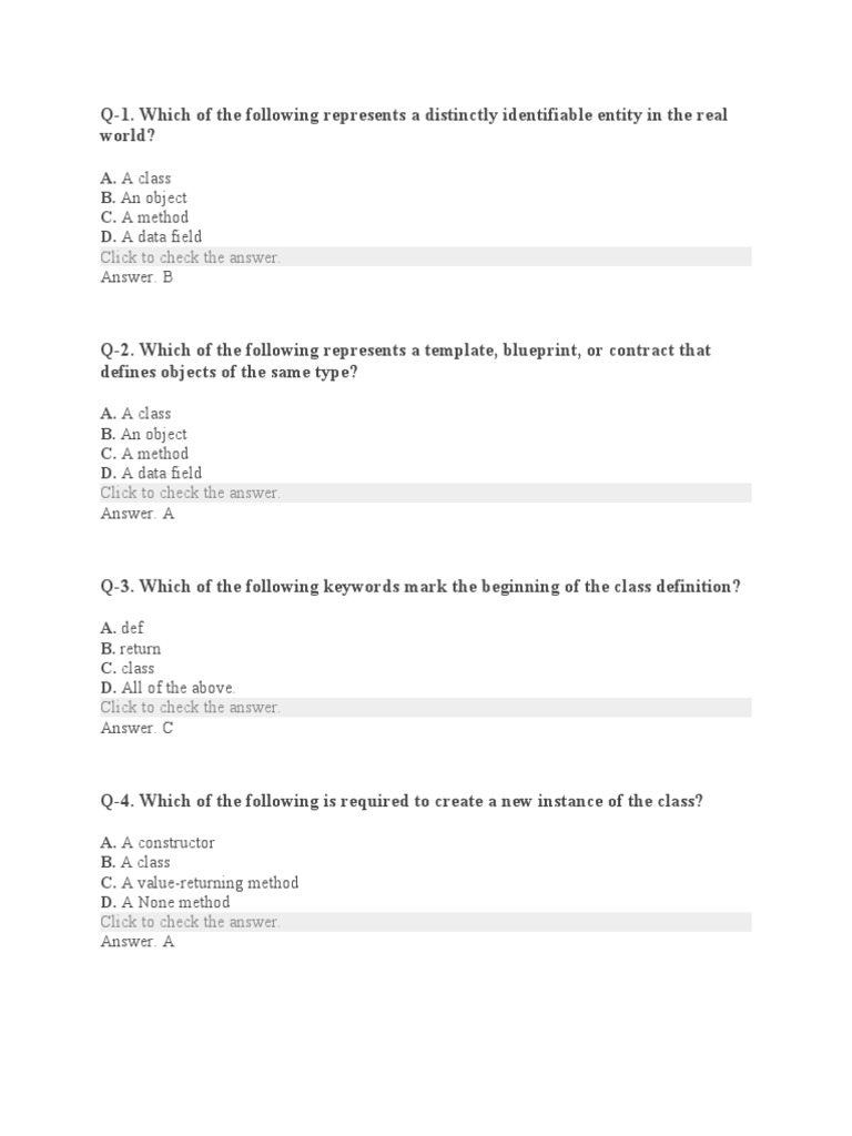 Python Classes Qanda 1 Pdf Class Computer Programming Method Computer Programming