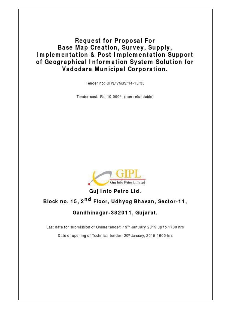 Vadodara RFP For GIS Prroperty Servay | PDF | Request For Proposal | Geographic Information System