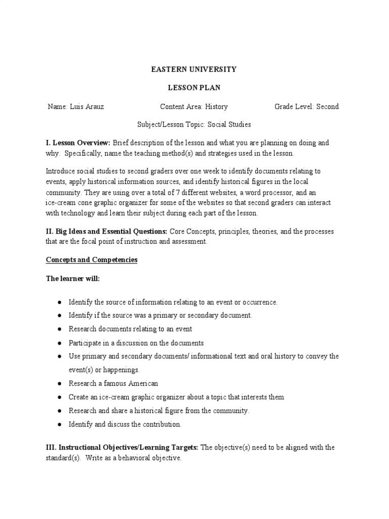 231 Eastern Lesson Plan Template | PDF | Lesson Plan | Classroom Management