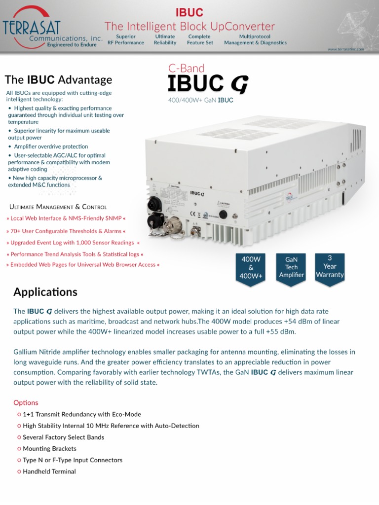 Terrasat IBUC G C Band Datasheet | PDF | Hertz | Decibel