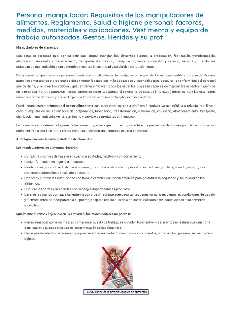 11 Manipulador Pdf Seguridad Alimenticia Alimentos