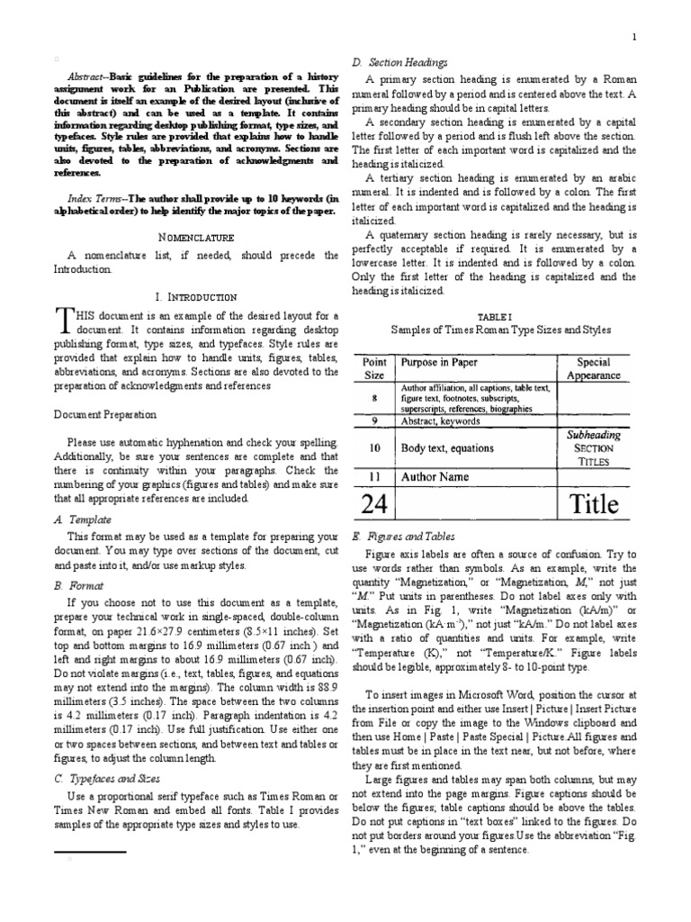 D. Section Headings: Abstract - Basic Guidelines For The Preparation of ...