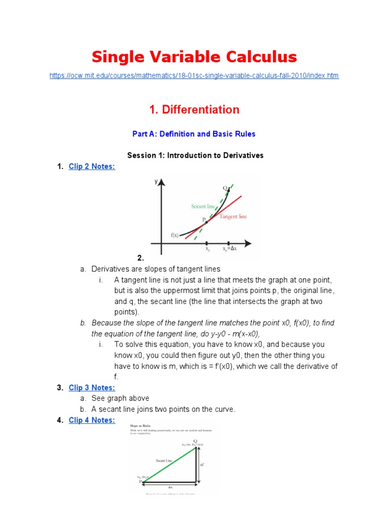 Single Variable Calculus: 1. Differentiation | PDF | Teaching Methods ...