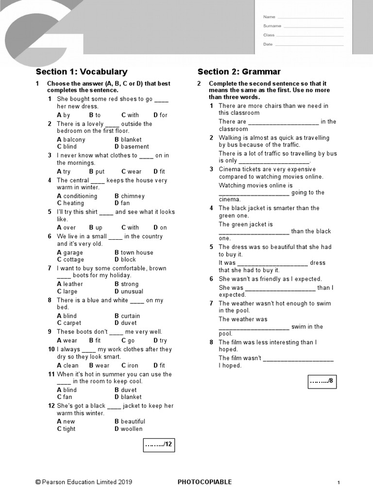 Gold B1 Preliminary NE UT05 | PDF | Clothing