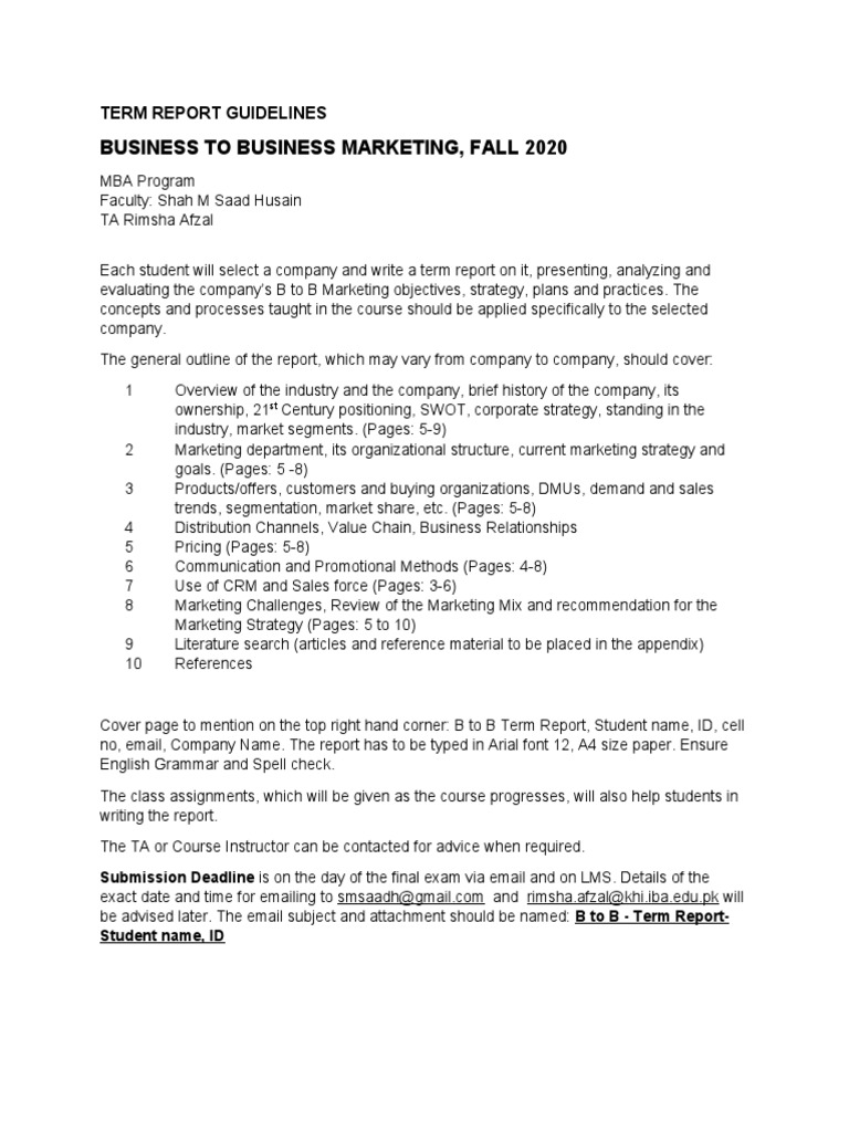 Details - Term Report Guidelines | PDF | Business