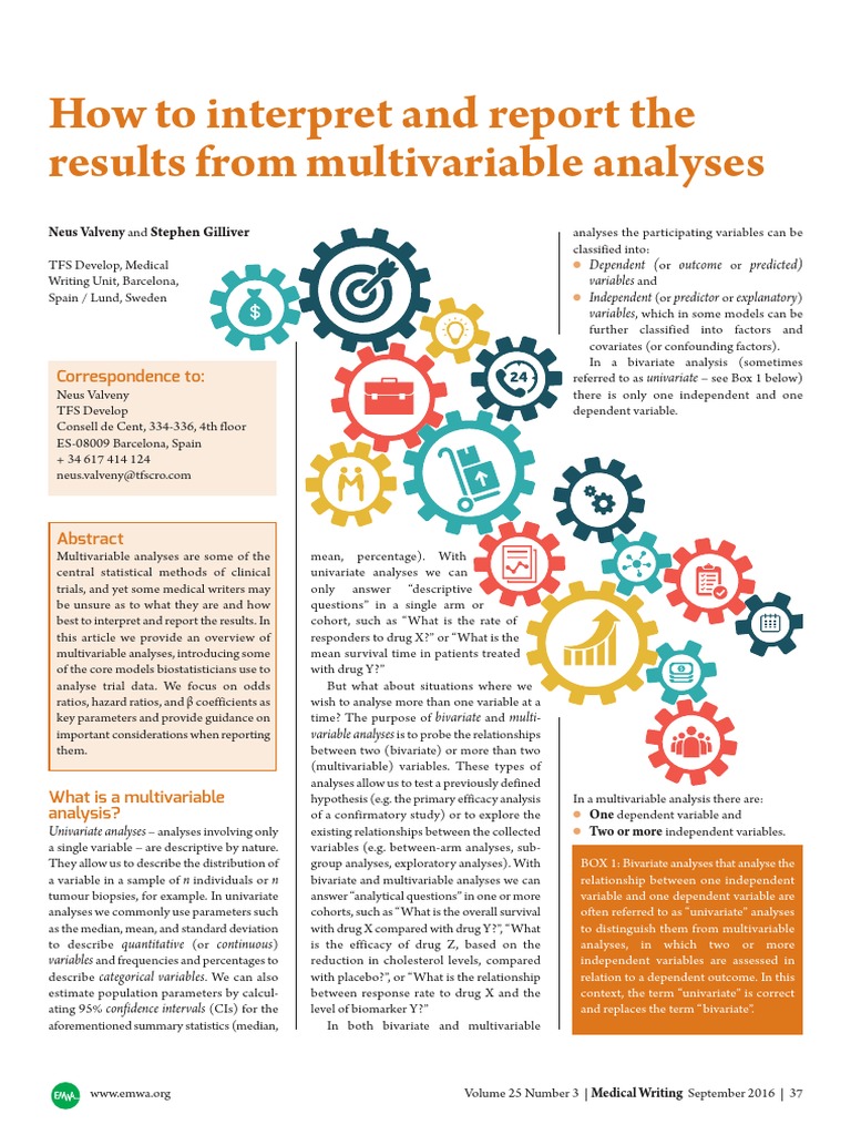 How To Interpret and Report The Results From Multi Variable Analysis ...