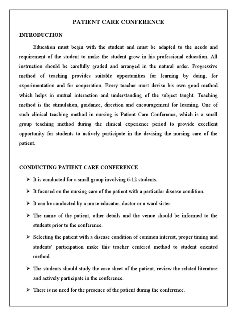 Patient Care Conference | PDF | Nursing | Teaching Method
