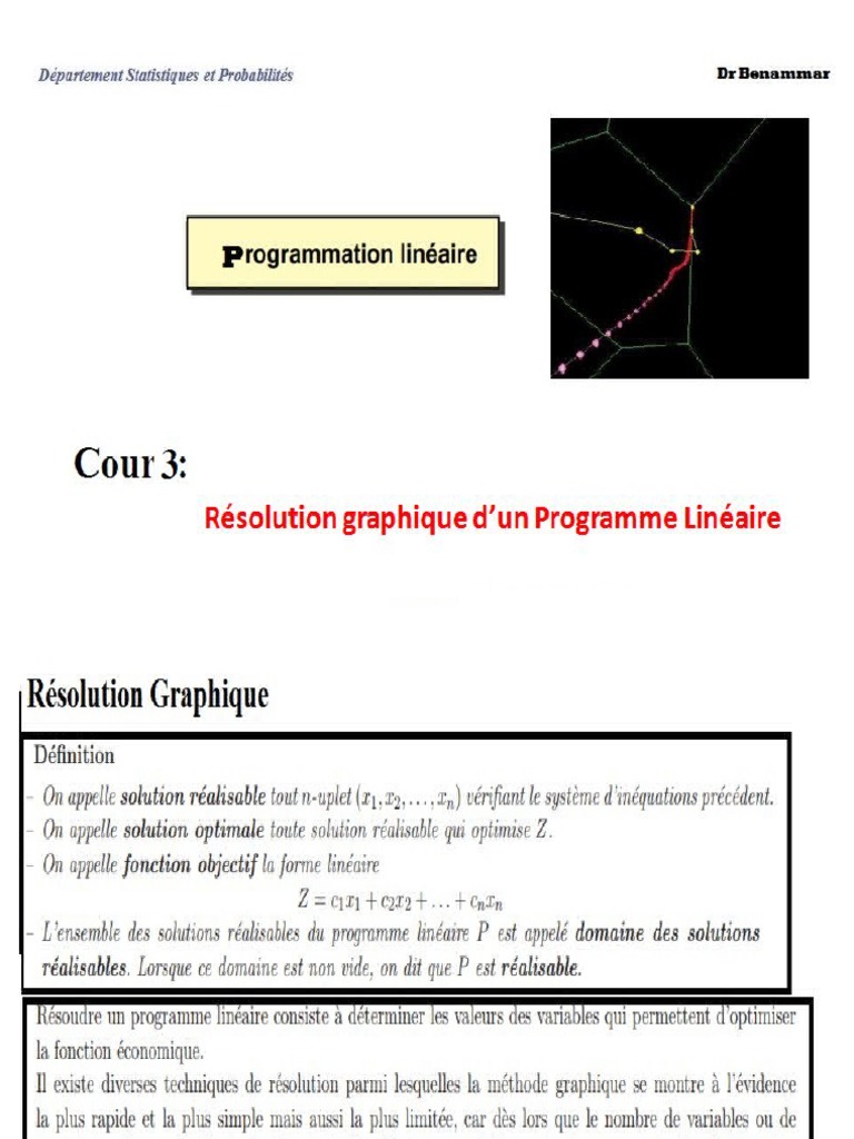 Cours 3 Résolution Dun Programme Linéaire | PDF | Optimisation linéaire ...