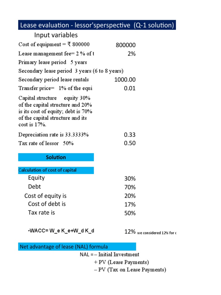 Lease Problems-Template | PDF | Depreciation | Net Present Value
