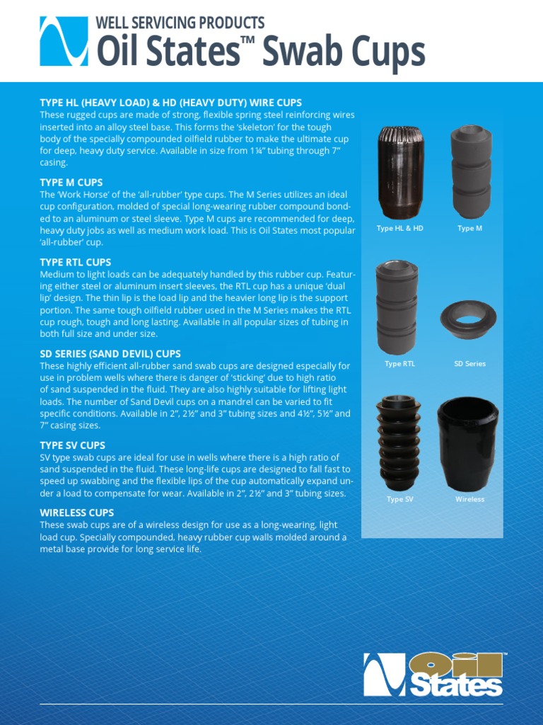 Oil States Swab Cups: Type HL (Heavy Load) & HD (Heavy Duty) Wire Cups ...