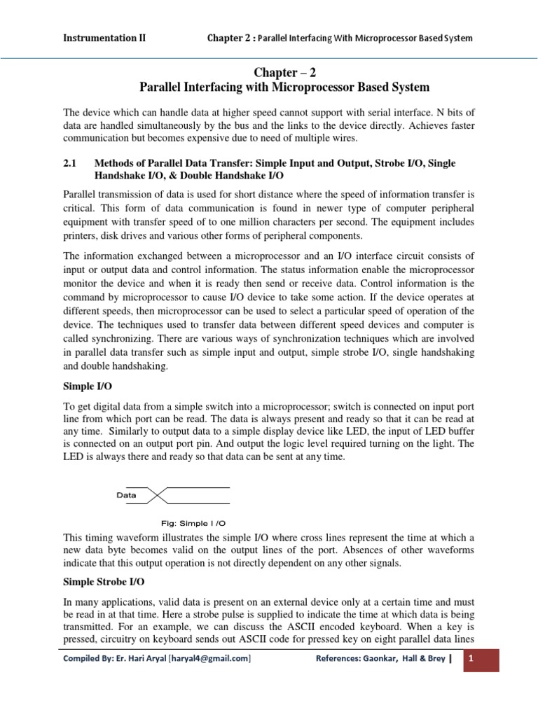 Chapter 2 Parallel Interfacing With Microprocessor Based System Pdf Inputoutput