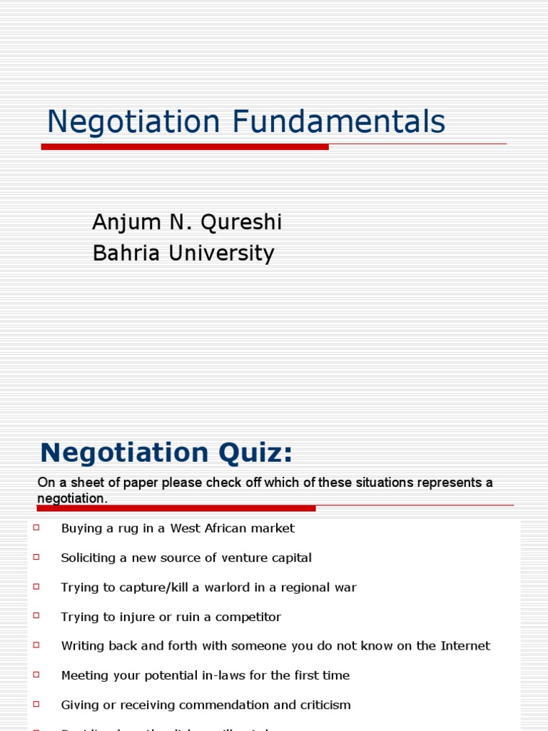 2 Class 1 Negotiation Fundamentals | PDF | Negotiation | Psychological ...