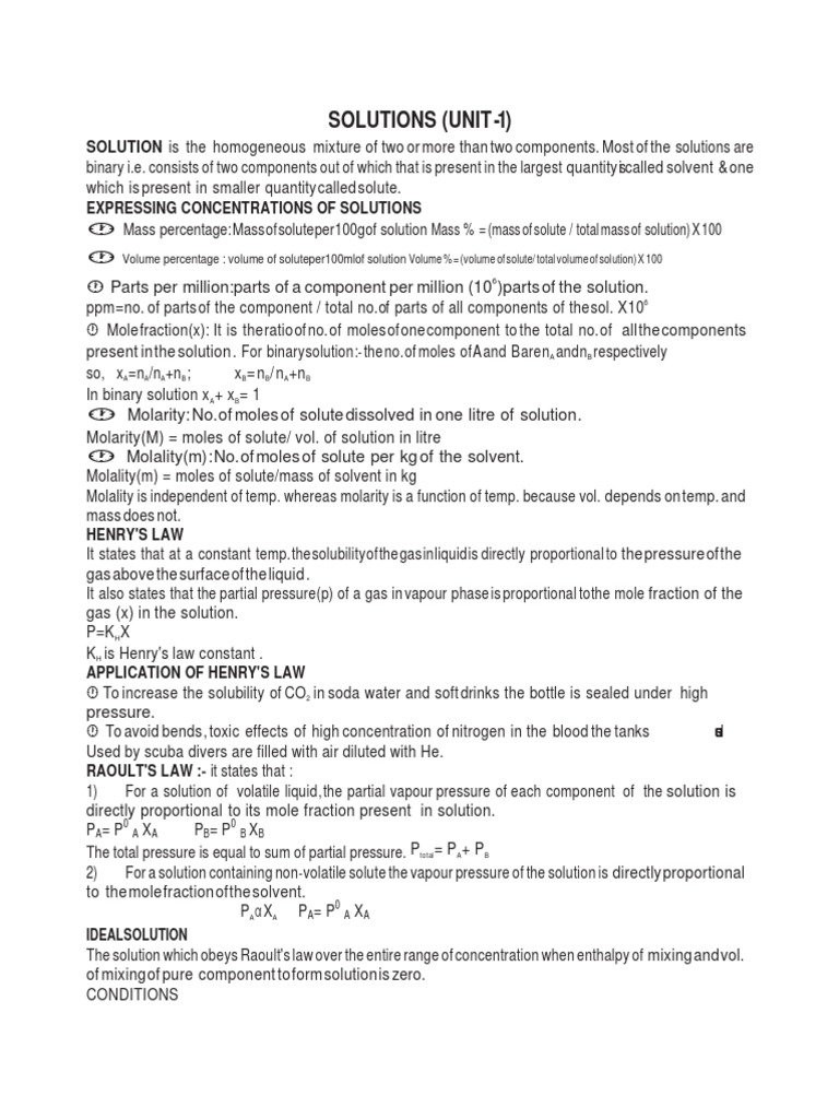Solutions NCERT | PDF | Solution | Solubility