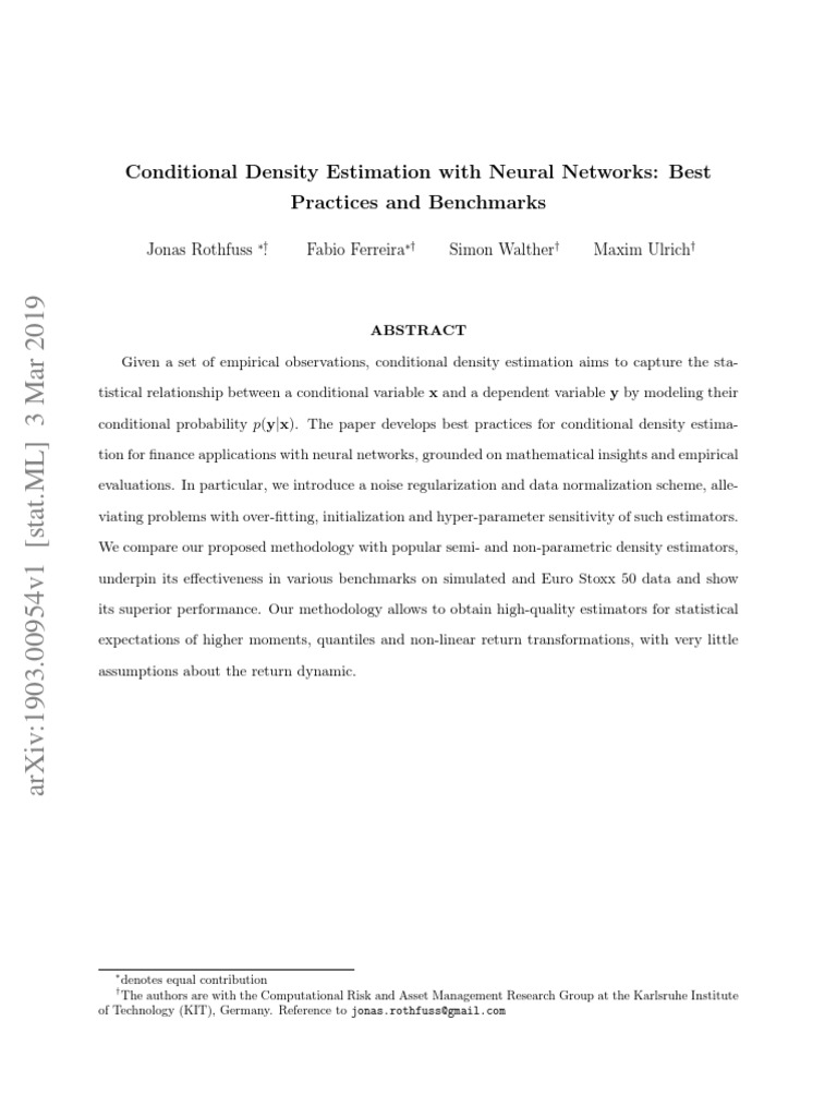 Conditional Density Estimation With Neural Network | PDF | Estimation Theory | Artificial Neural ...
