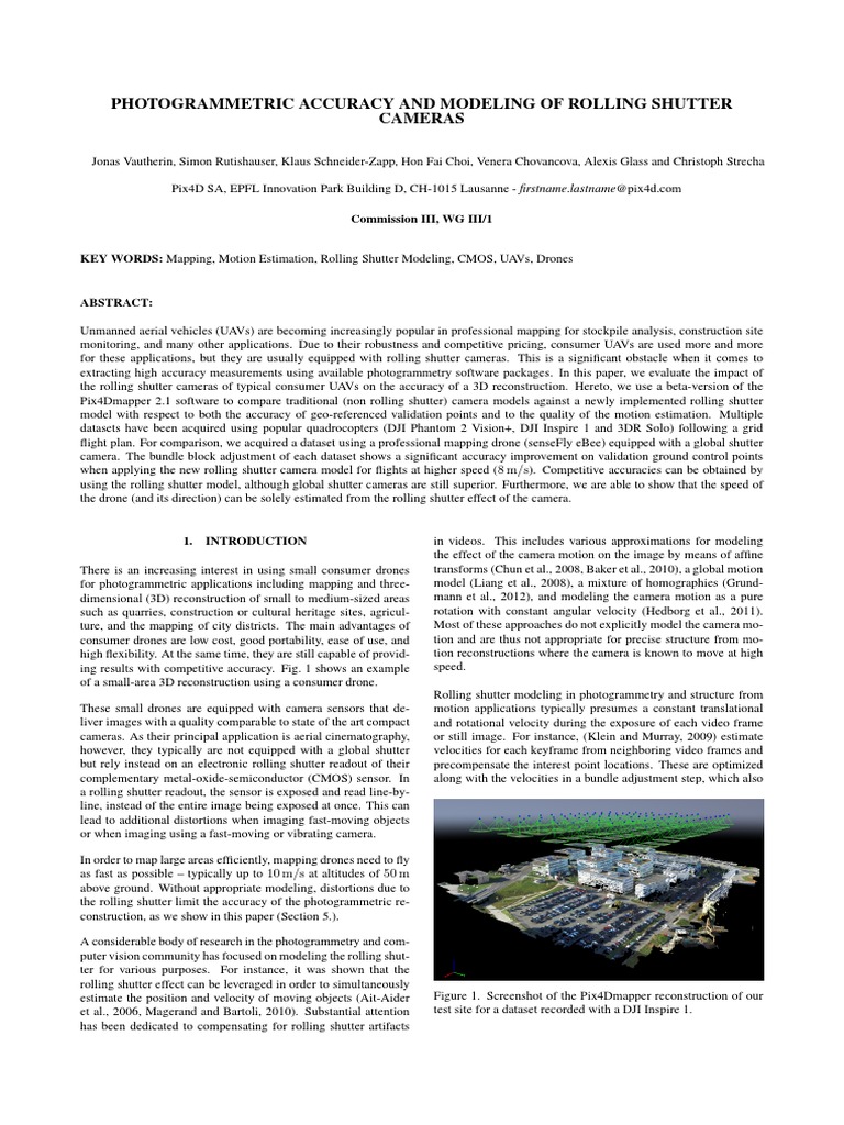 Photogrammetric Accuracy and Modeling of Rolling Shutter Cameras | PDF ...