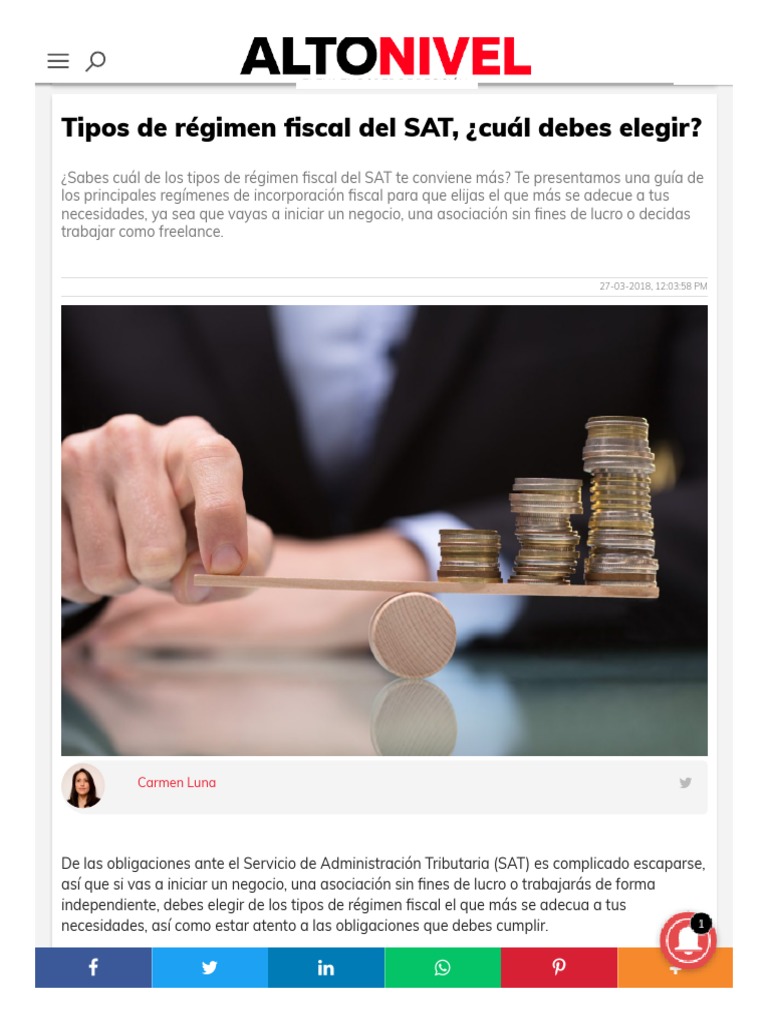 Tipos de Regimen Fiscal | PDF | Impuesto sobre la renta | Economias Tipos de Regimen Fiscal | PDF | Impuesto sobre la renta | Economias