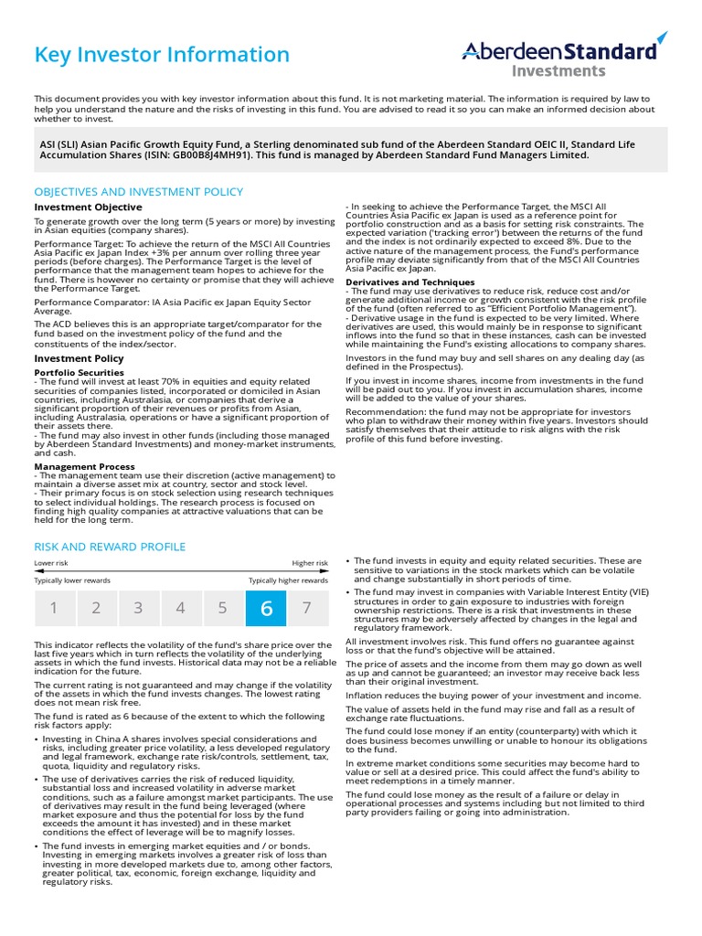 Key Investor Information: Objectives and Investment Policy | PDF ...