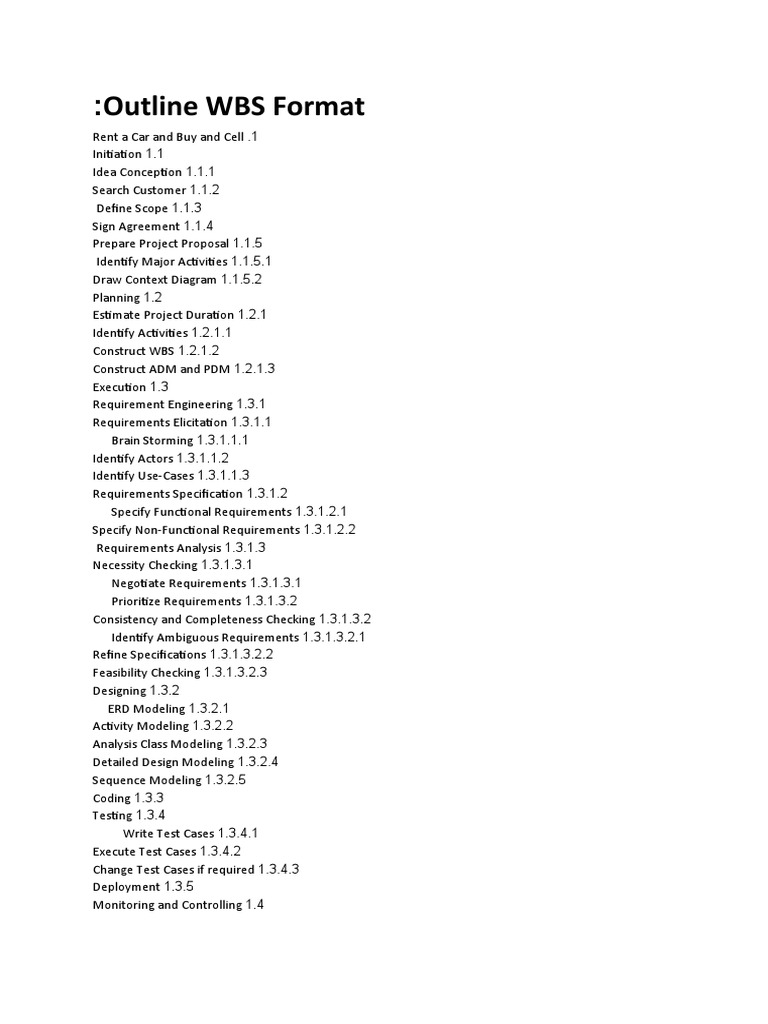 Outline WBS Format | PDF