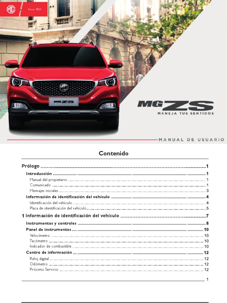 Manual de Usuario MG ZS PDF | PDF | Neumático | Airbag