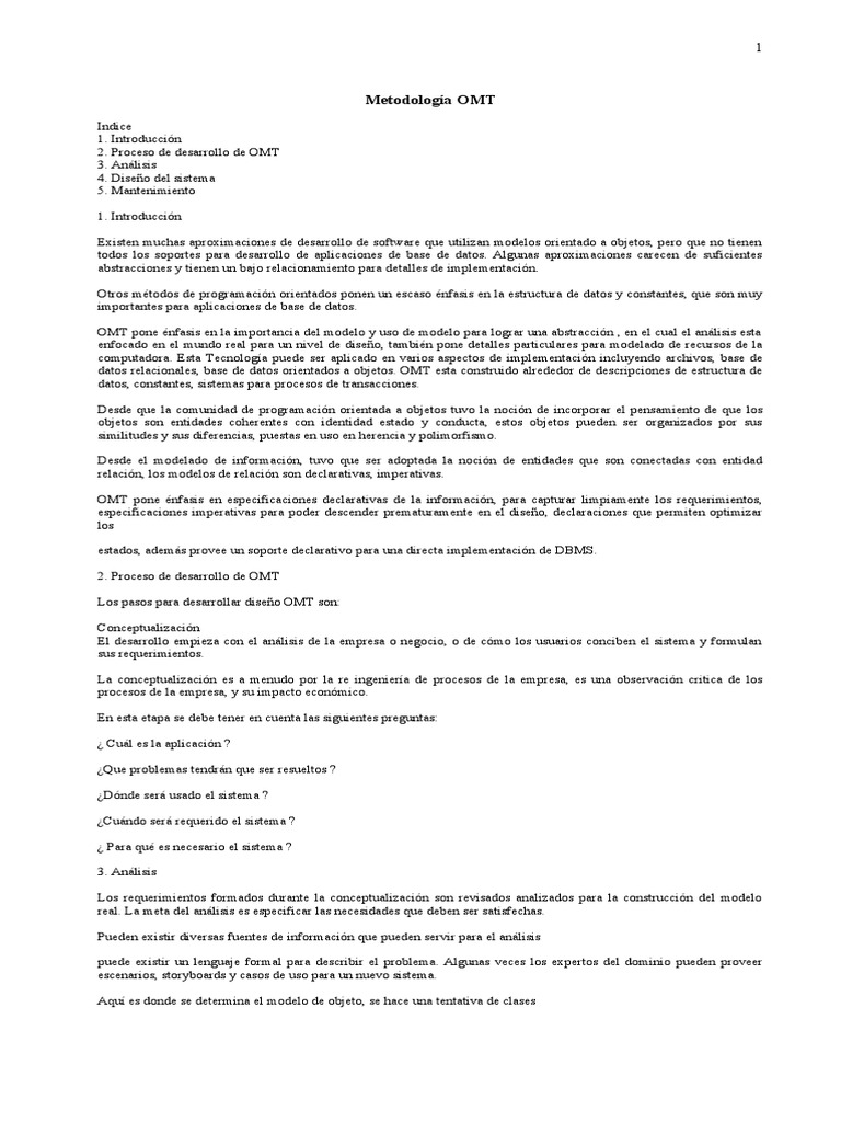 Metodologia OMT | PDF | Objeto (informática) | Bases de datos