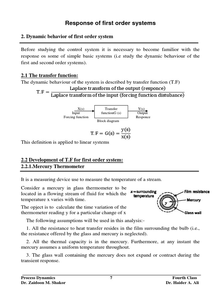 Lect 2 Response of First Order Systems | PDF | Fluid Dynamics | Phase (Waves)