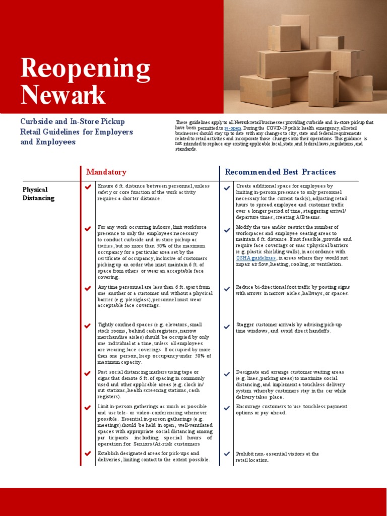 Reopening Newark: Curbside and In-Store Pickup Retail Guidelines For ...