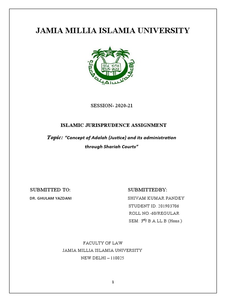 Islamic Jurisprudence Assignment 3rd Semester Final | PDF | Sharia | Muhammad