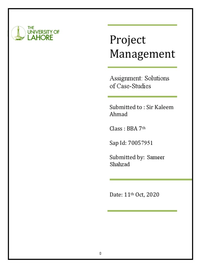 Project Management Case Study Solutions | PDF