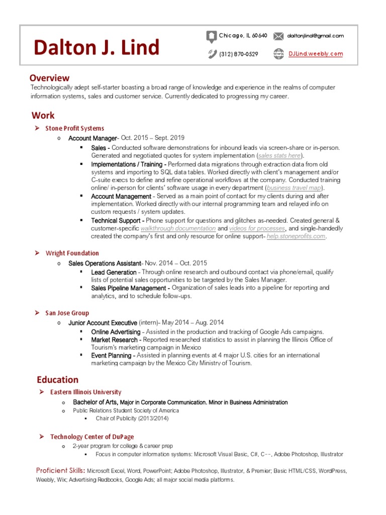 Resume - Dalton J Lind 2020 | PDF | Sales | Communication