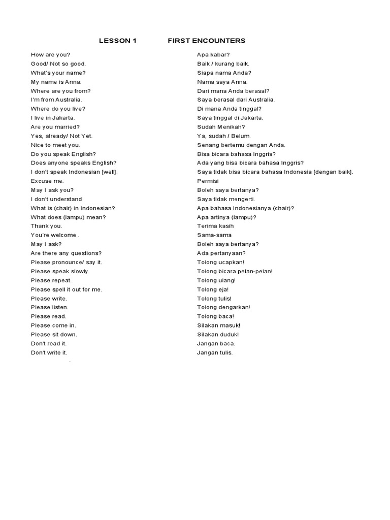 Lesson 1 First Encounters | PDF | Seni & Disiplin Bahasa | Pengembangan Diri
