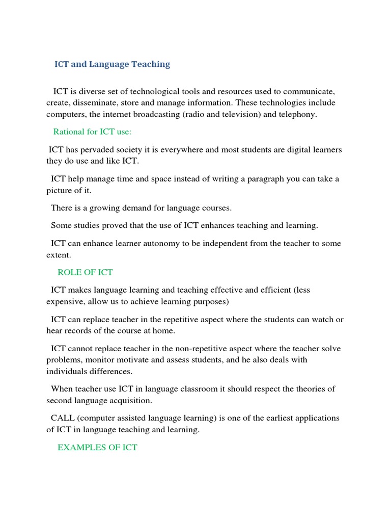 ICT and Language Teaching | Download Free PDF | Educational Technology ...