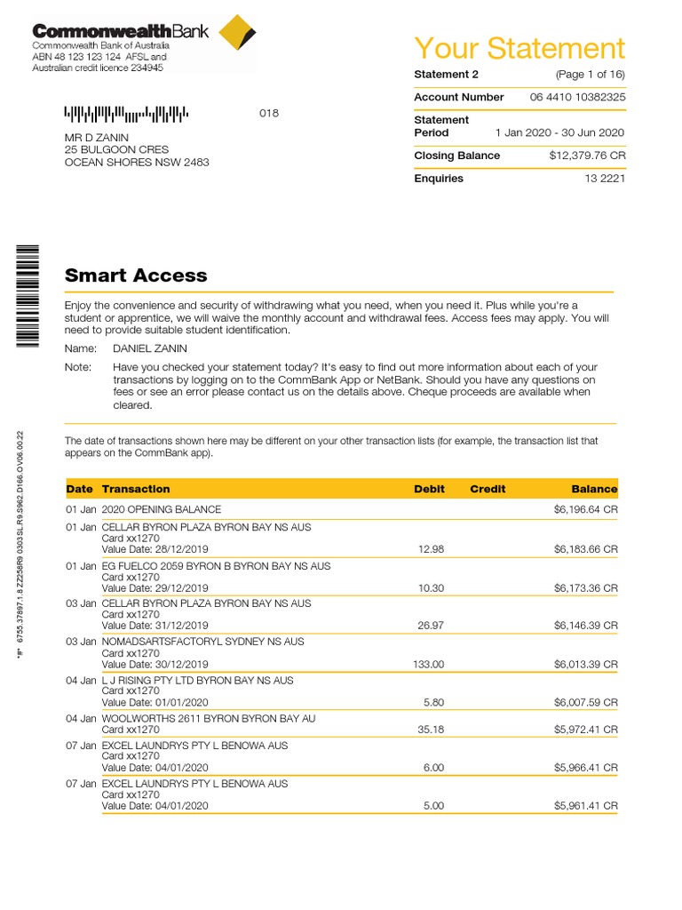 Your Statement: Smart Access | PDF | Debits And Credits | Financial ...