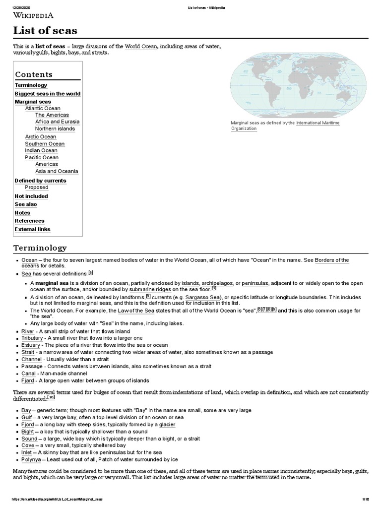 List of Seas | PDF | Sea | Oceans