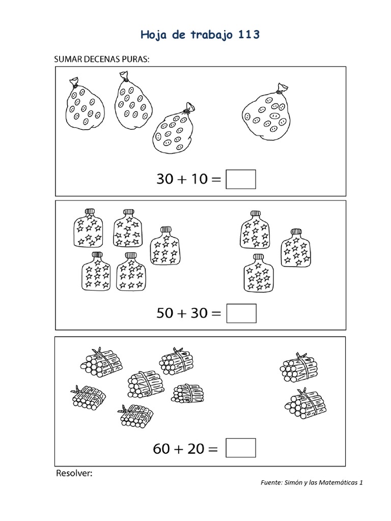 Hojas de Trabajo Calcular Con Decenas Puras | PDF