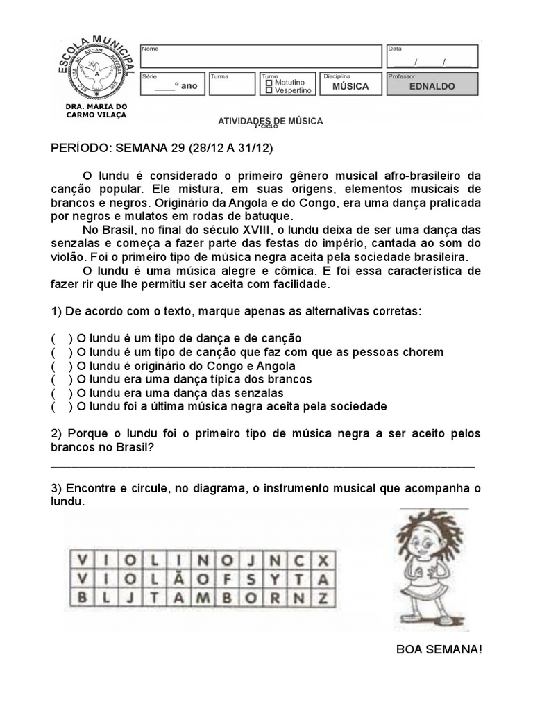 29 2c Atividades de Musica - CONSCIENCIA NEGRA | PDF