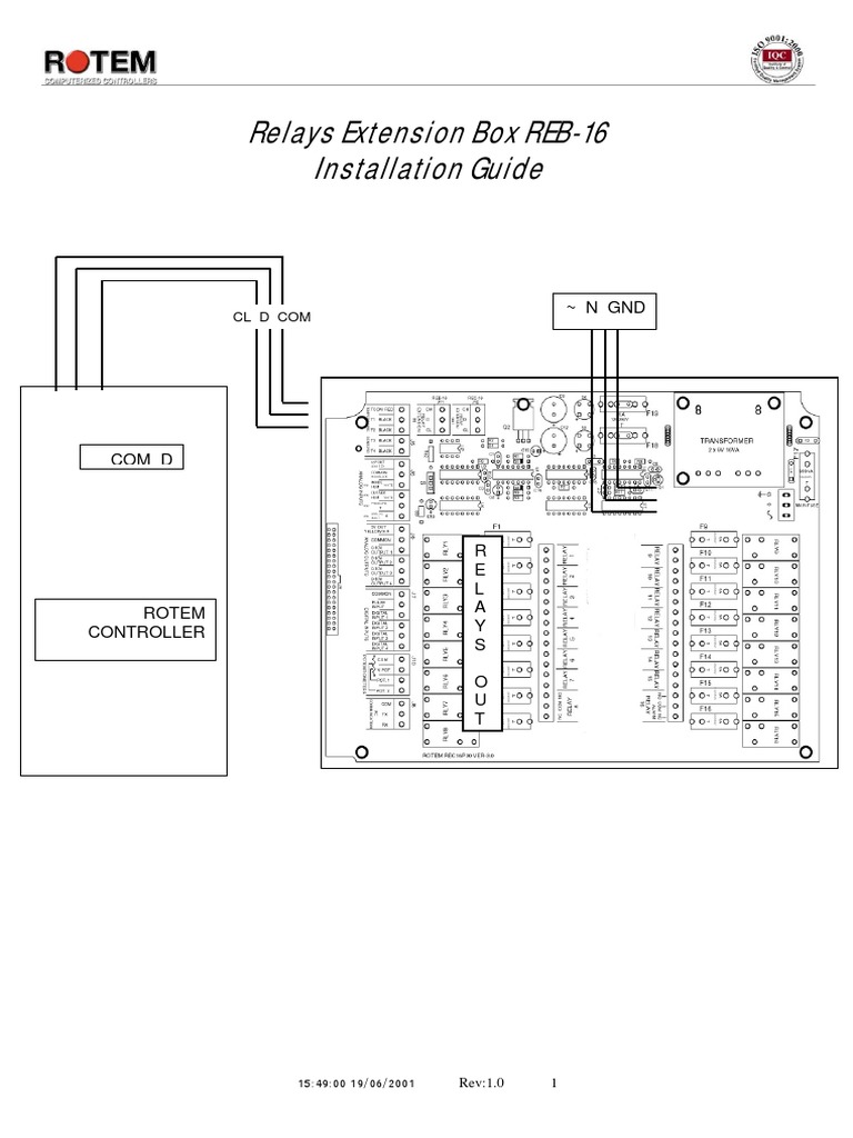 Relays Extension Box REB-16 Installation Guide: N GND | PDF | Relay ...