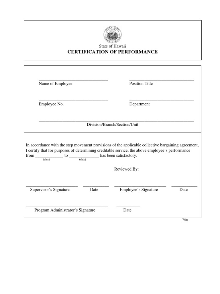 Certification of Performance: (Date) (Date) | PDF | Finance & Money ...