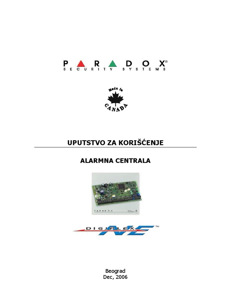Korisnicko Uputstvo Za Paradox DGP 848 PDF | PDF